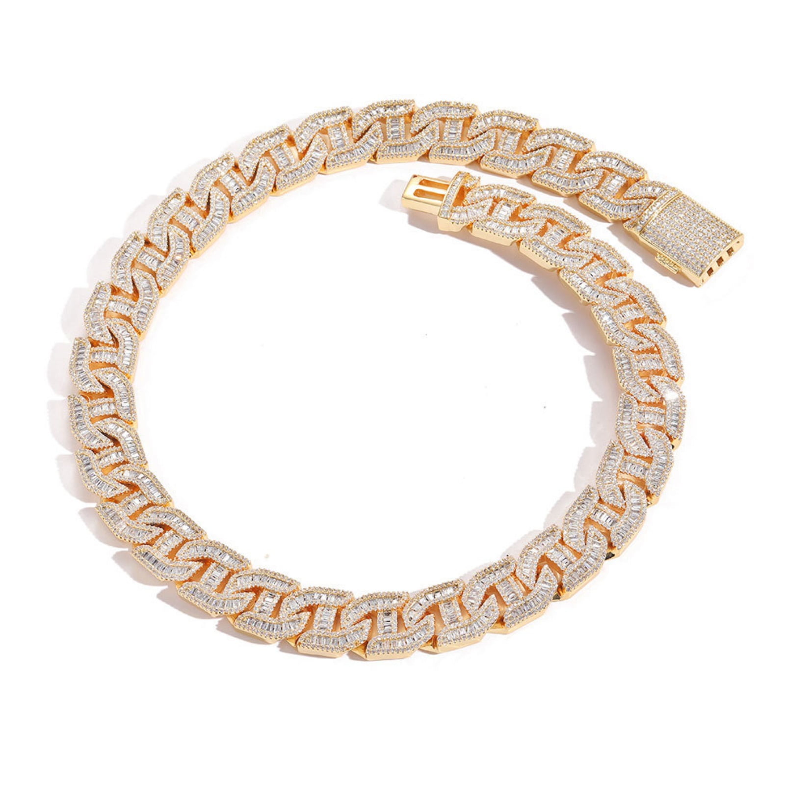 Width 16mm Hip Hop Cuban Link Necklace, Extra Shiny Iced Out Men Cuban ...
