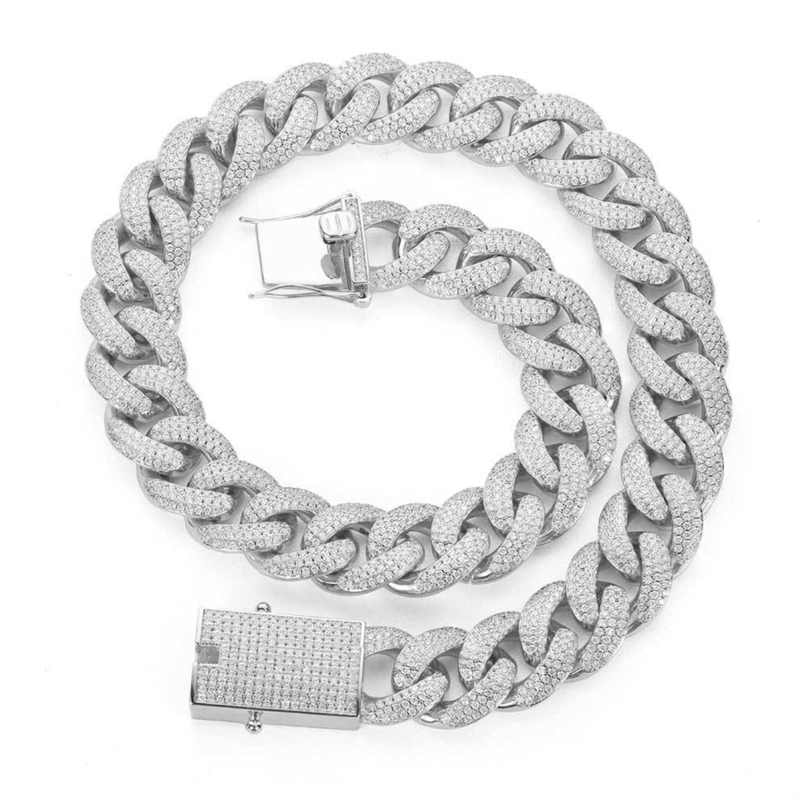 Width 18MM Iced Out Men Cuban Link Chain, 16-24 Inch Extra Shiny Miami ...