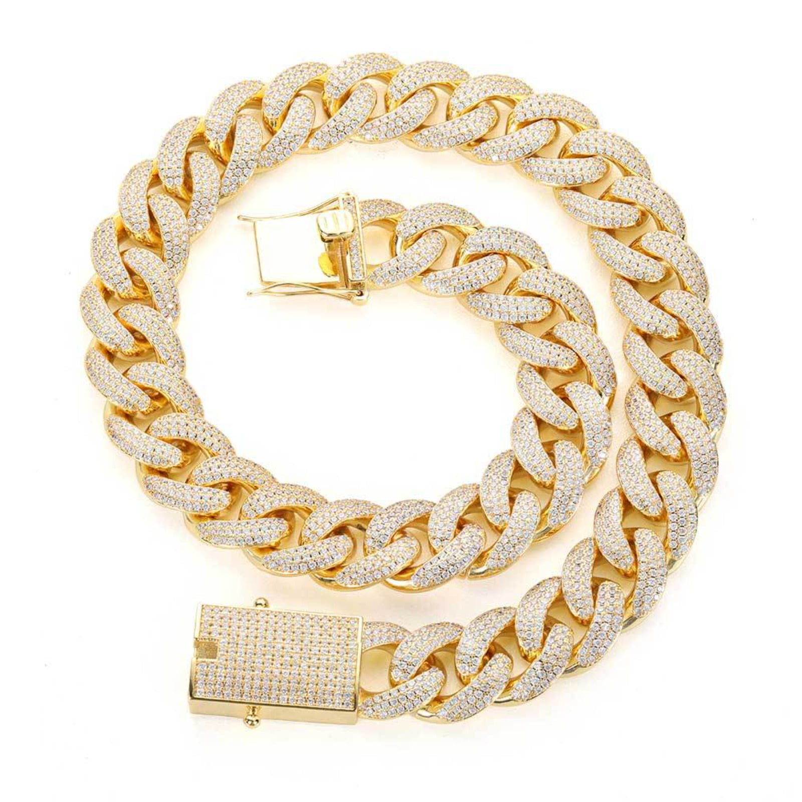 Width 18MM Iced Out Men Cuban Link Chain, 16-24 Inch Extra Shiny Miami ...
