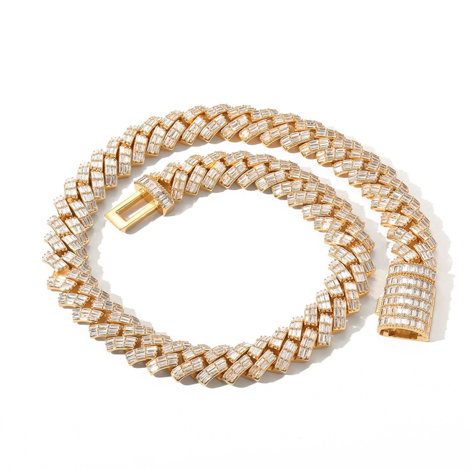 Width 18mm Big Iced Out Men Cuban Chains, Solid Thick Sparkling Cuban ...