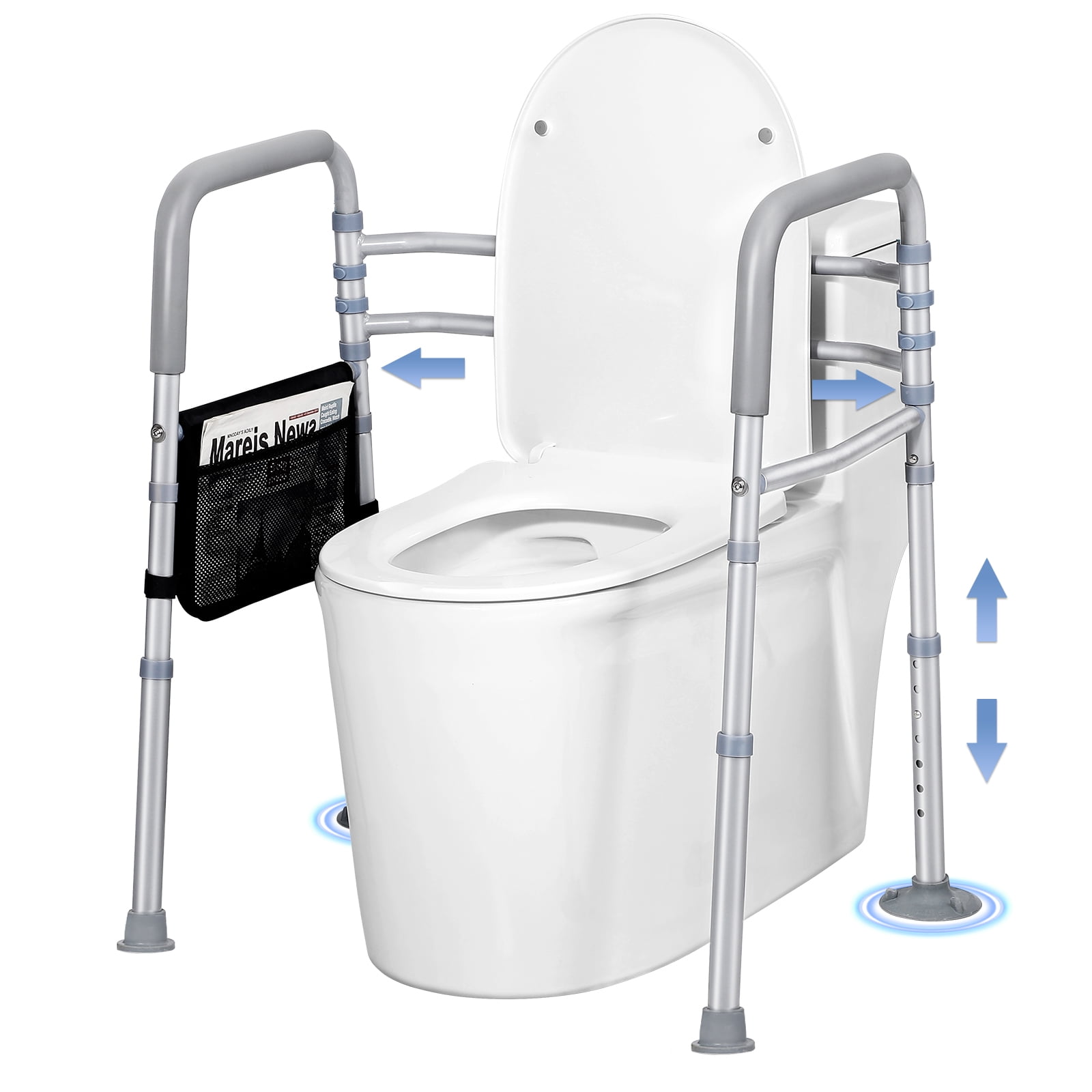 Width & Height Adjustable Toilet Safety Rail - Toilet Seat Risers for ...