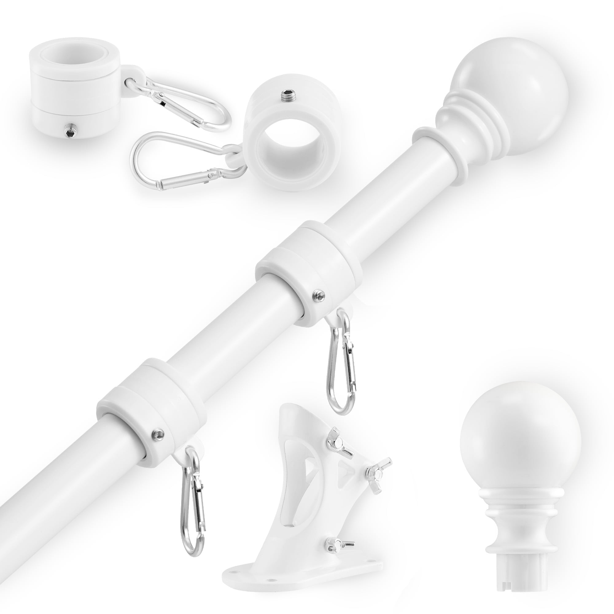 Widyana Flag Pole Kit Tangle Free, 5FT Metal Pole, Anti-Tangle Rings ...