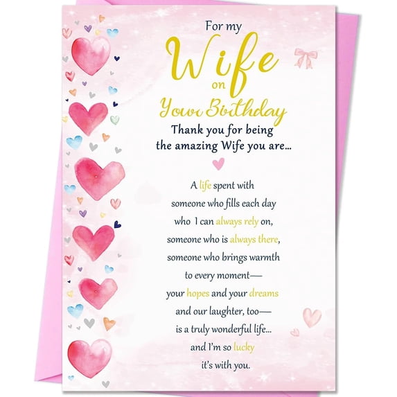 Wife Birthday Card, Sweet Birthday Cards for Wife from Husband, Happy ...