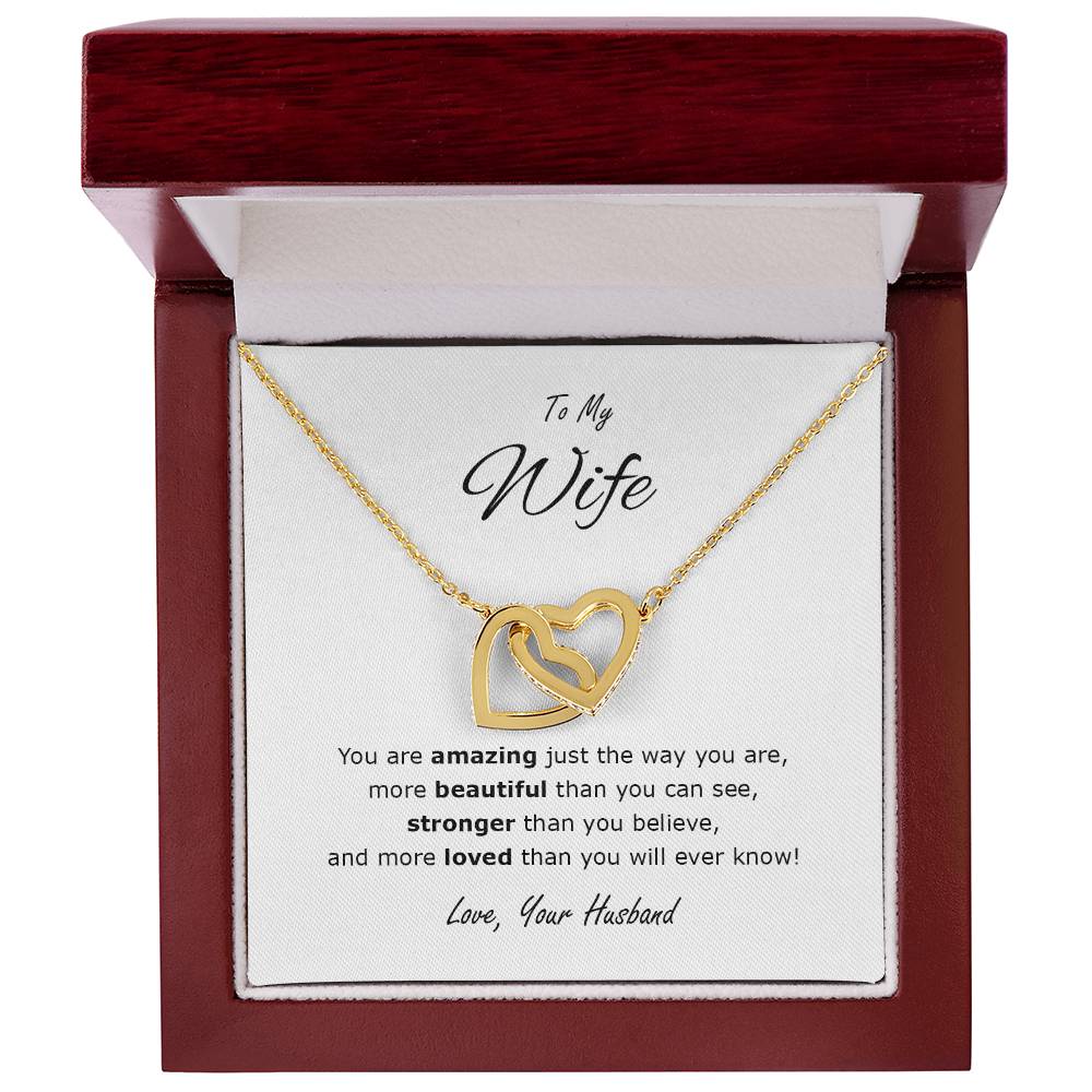 Wife Gift Set, Interlocking Hearts Necklace, 14K White Gold or 18K ...