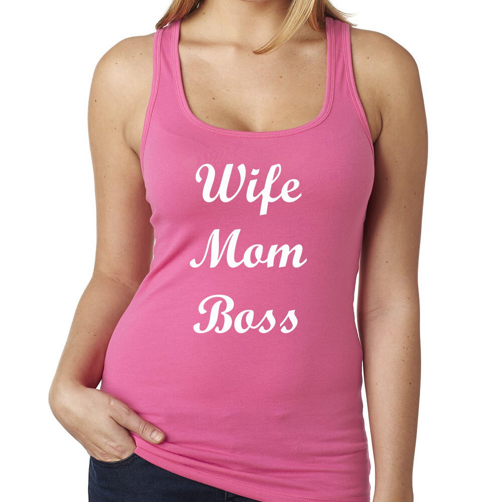 Wife Mom Boss Lady Tank Top Family Mother Tank Color Pink X-Large ...