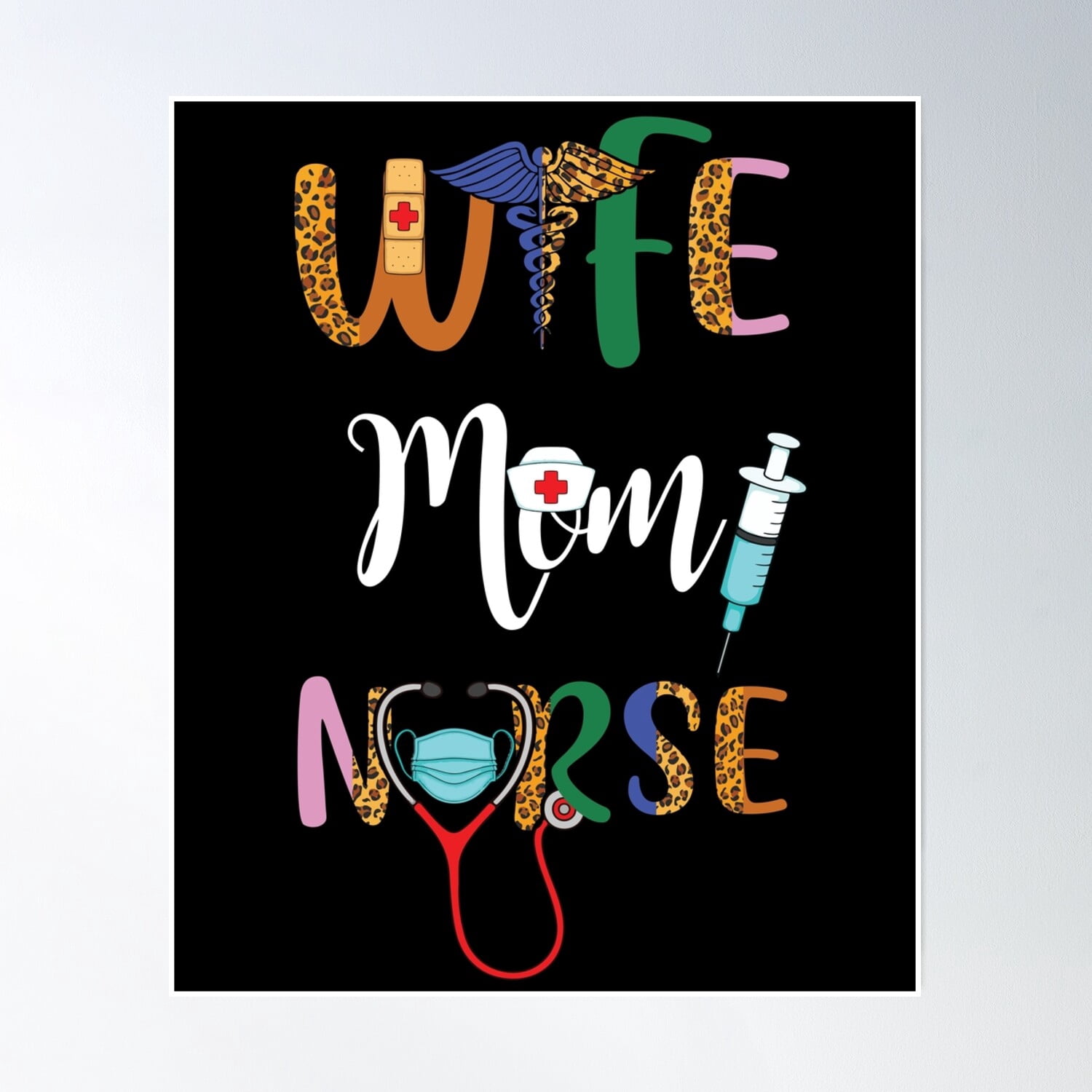 Wife Mom Nurse Womens Rn Lpn Mothers Day Nurse Week 2022 Poster Wall ...