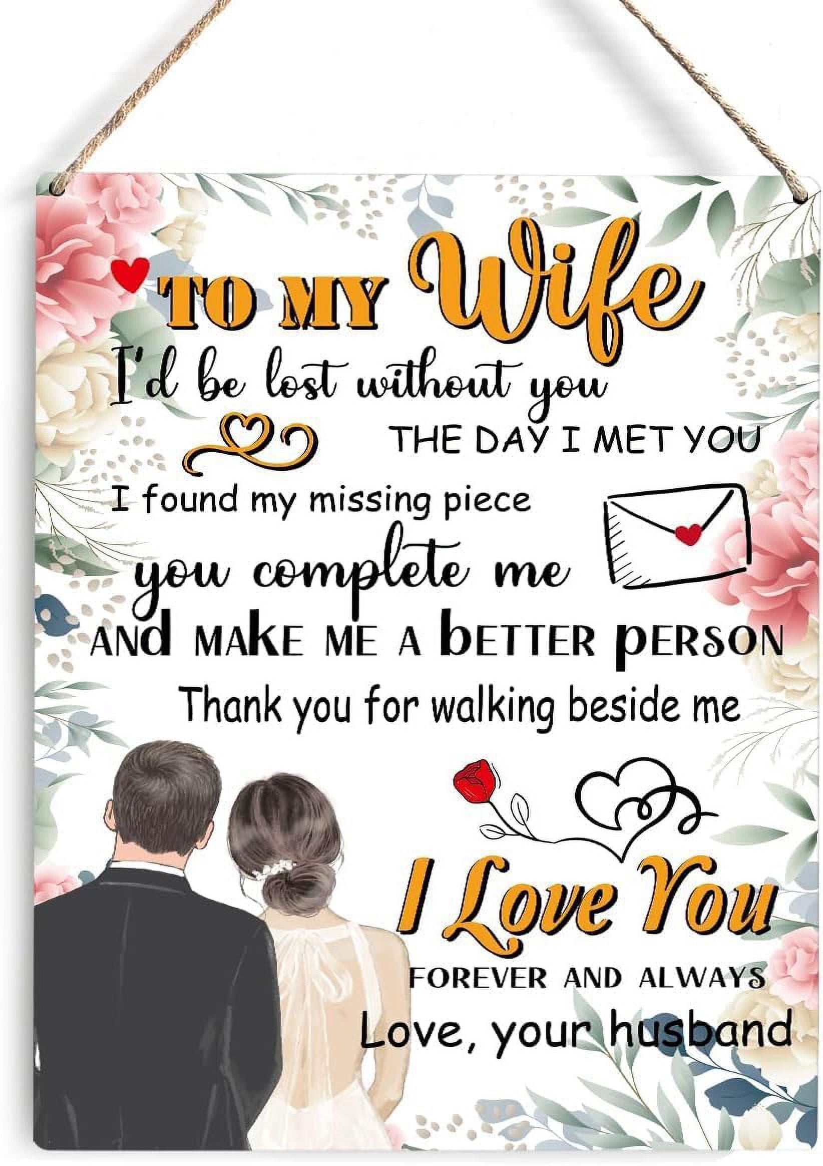 Wife Wooden Sign Wall Decor Rustic to My Wife Thank You for Walking ...