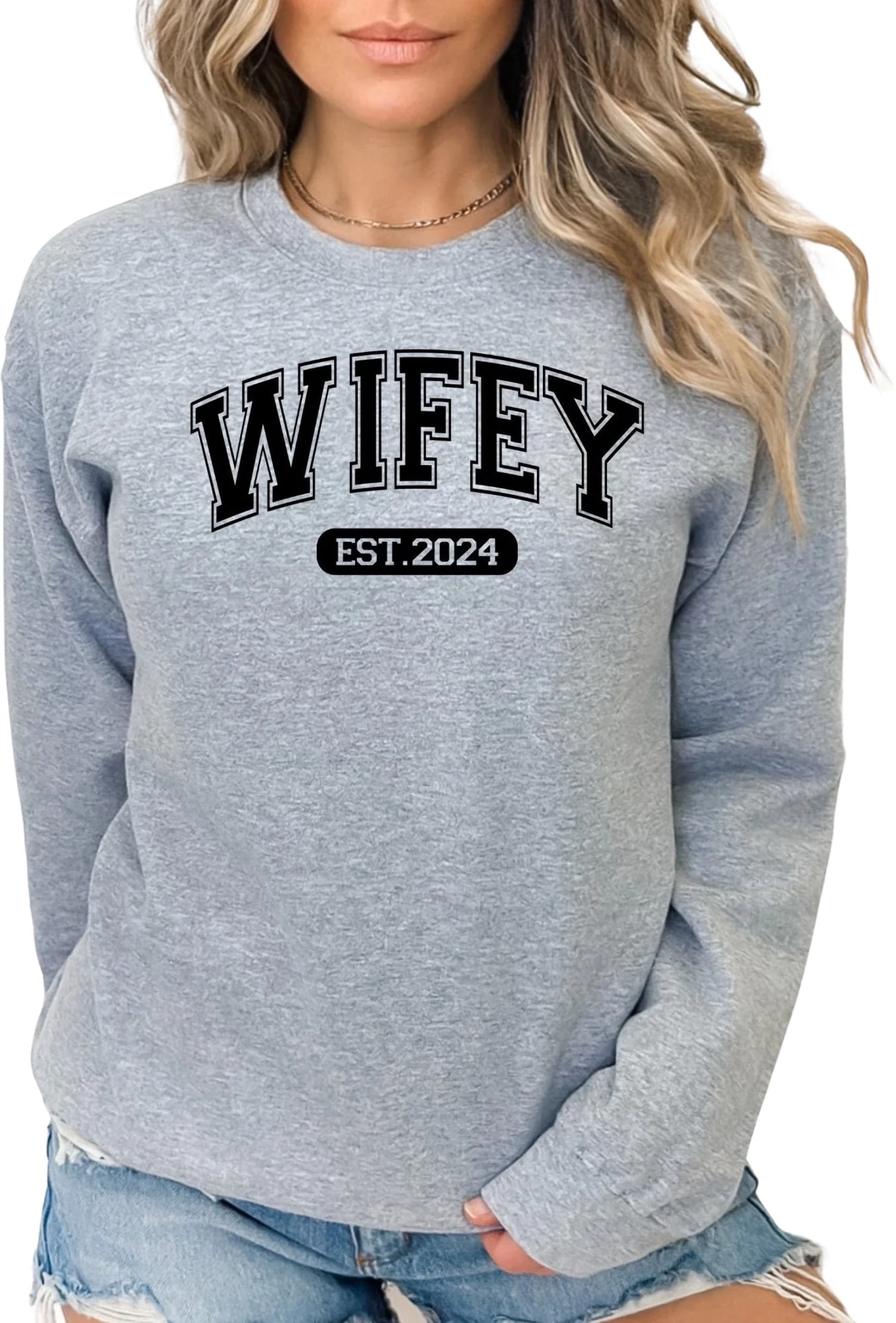Wifey Est. 2024 Sweatshirt, Newlywed Gift, Wife Anniversary, Bridal ...