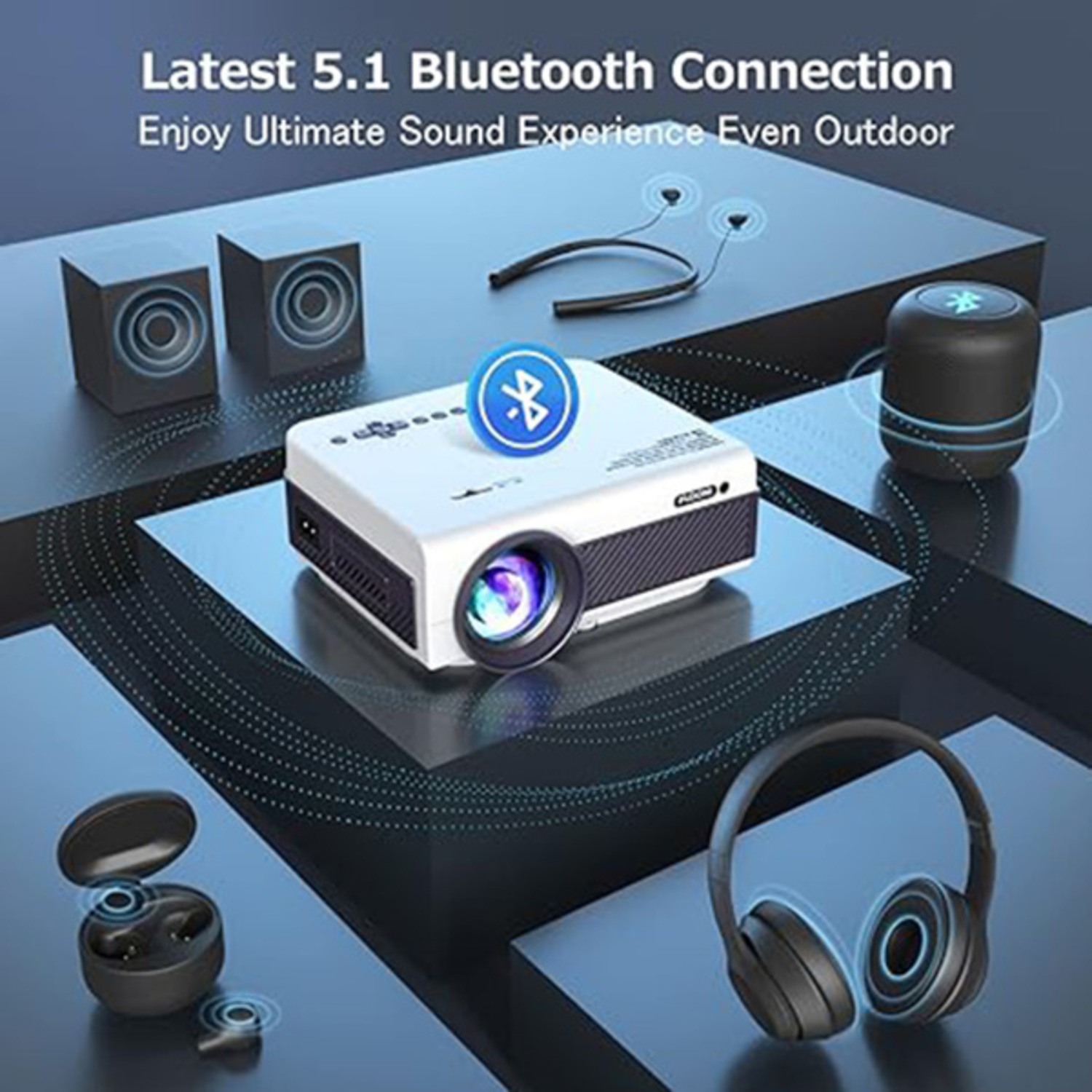 Wifi And Bluetooth Native 1080P Outdoor 4K Portable Movie Projector Of ...