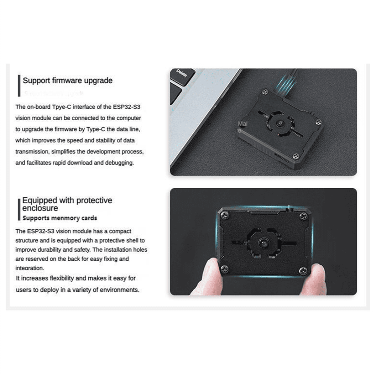 Wifi Camera Module ESP32-S3 Image Transmission for ROS Robot Car Trolley AI Visual Recognition ...