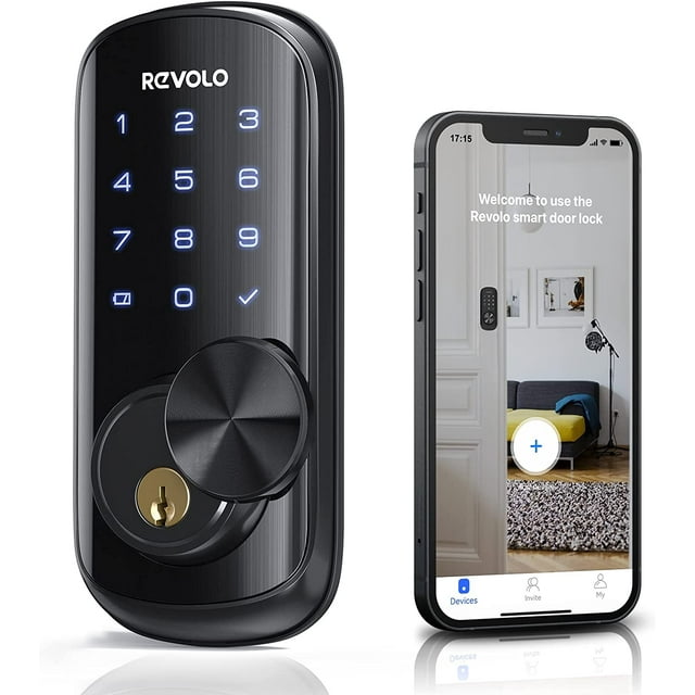 Revolo Wifi Door Lock, 5-in-1 Smart, Keyless, Home Security, Black ...