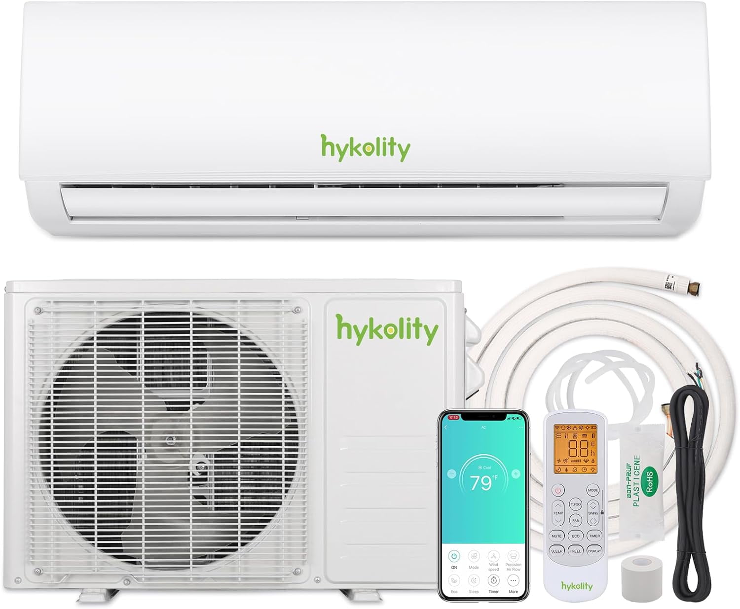 Wifi Enabled 12,000 BTU Mini Split Air Conditioner & Heater, 115V, 19 ...