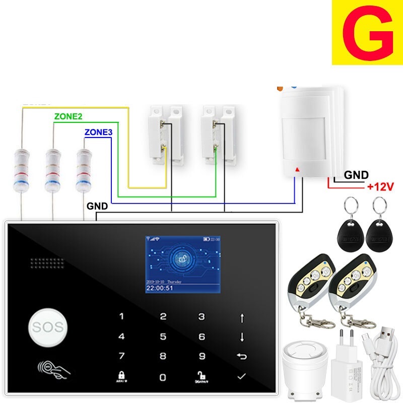 Wifi GSM Alarm System 433MHz Home Burglar Security Alarm Wireless Wired Detector RFID Touch ...