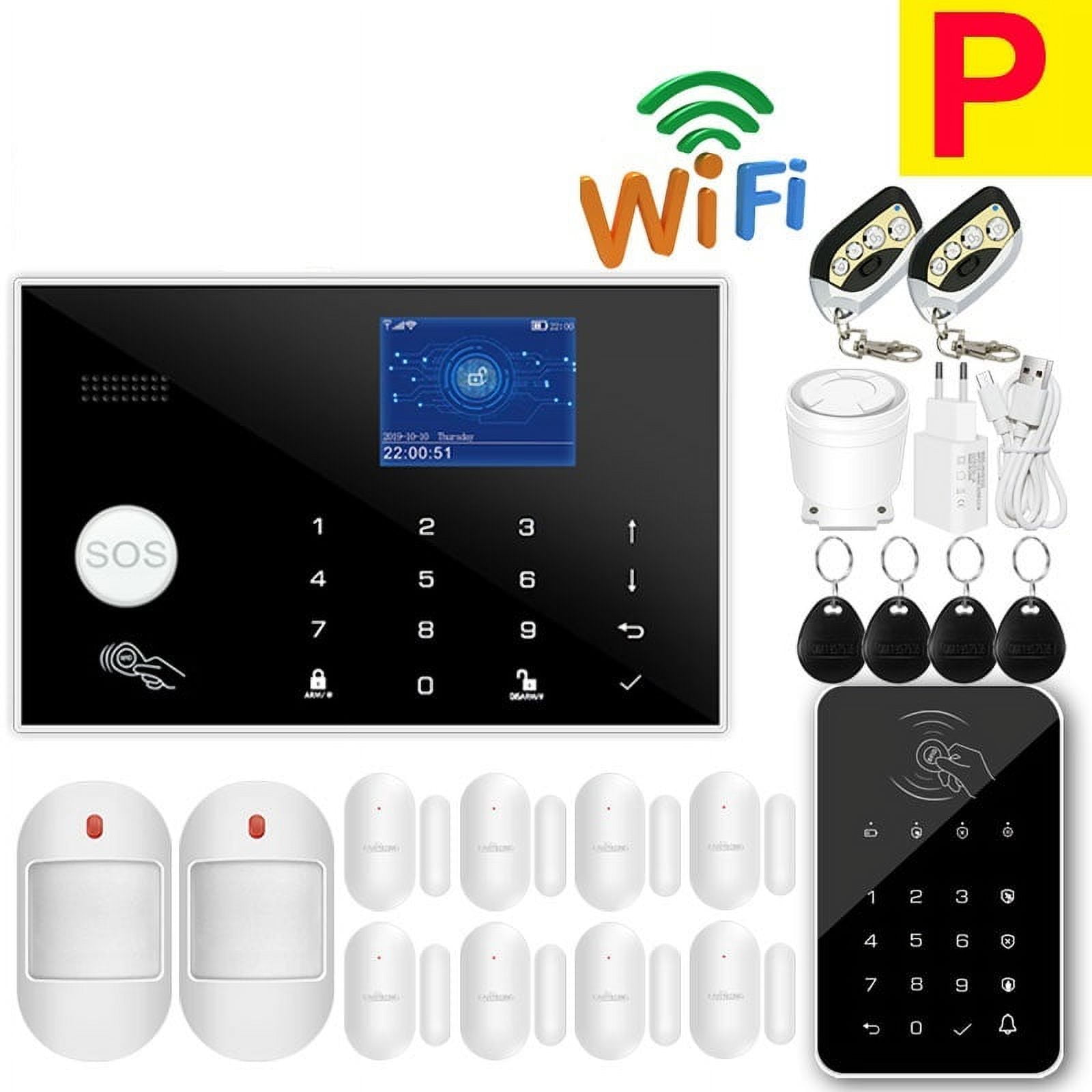 Wifi GSM Alarm System 433MHz Home Burglar Security Alarm Wireless Wired Detector RFID Touch ...