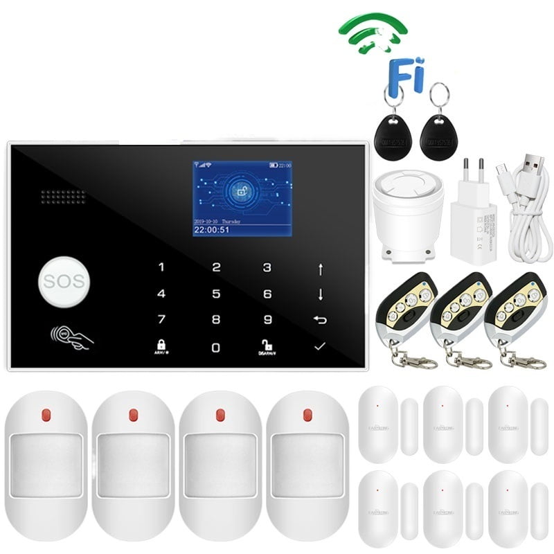 Wifi GSM Alarm System 433MHz Home Burglar Security Alarm Wireless Wired Detector RFID Touch ...