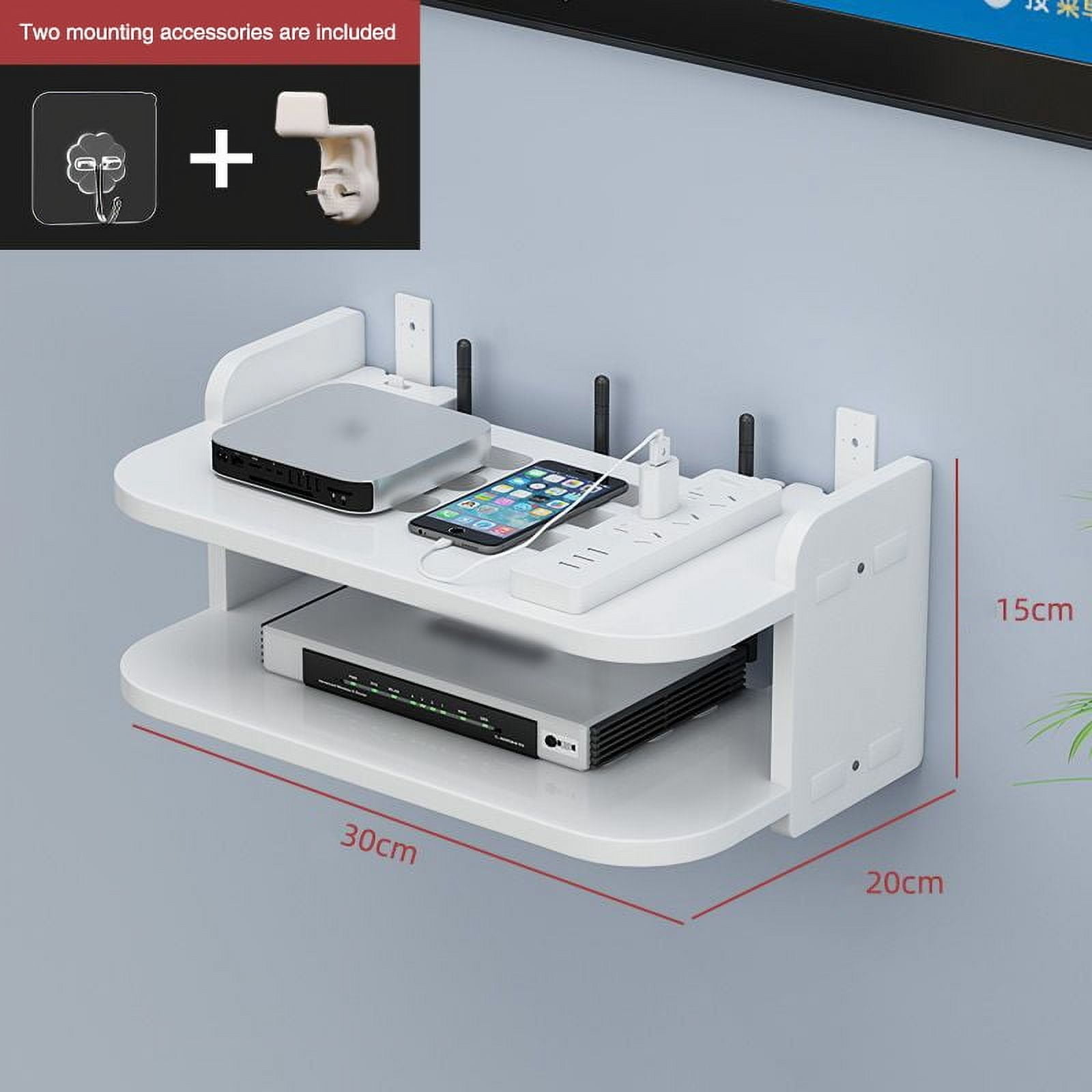 Wifi Hanging Shelf Router Power Strip Multi Outlet TV Set Top Box Cable ...
