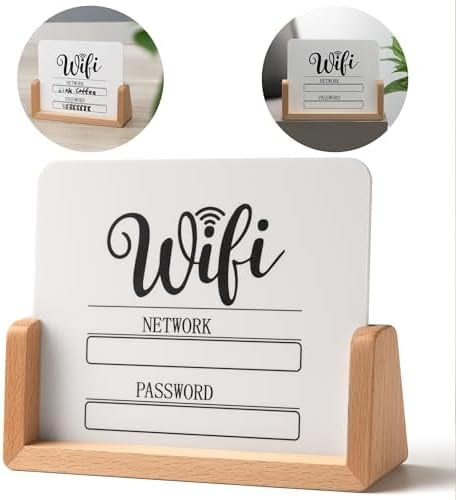 Wifi Password Sign with Wooden Base, Elegant Acrylic Table Wifi Sign ...