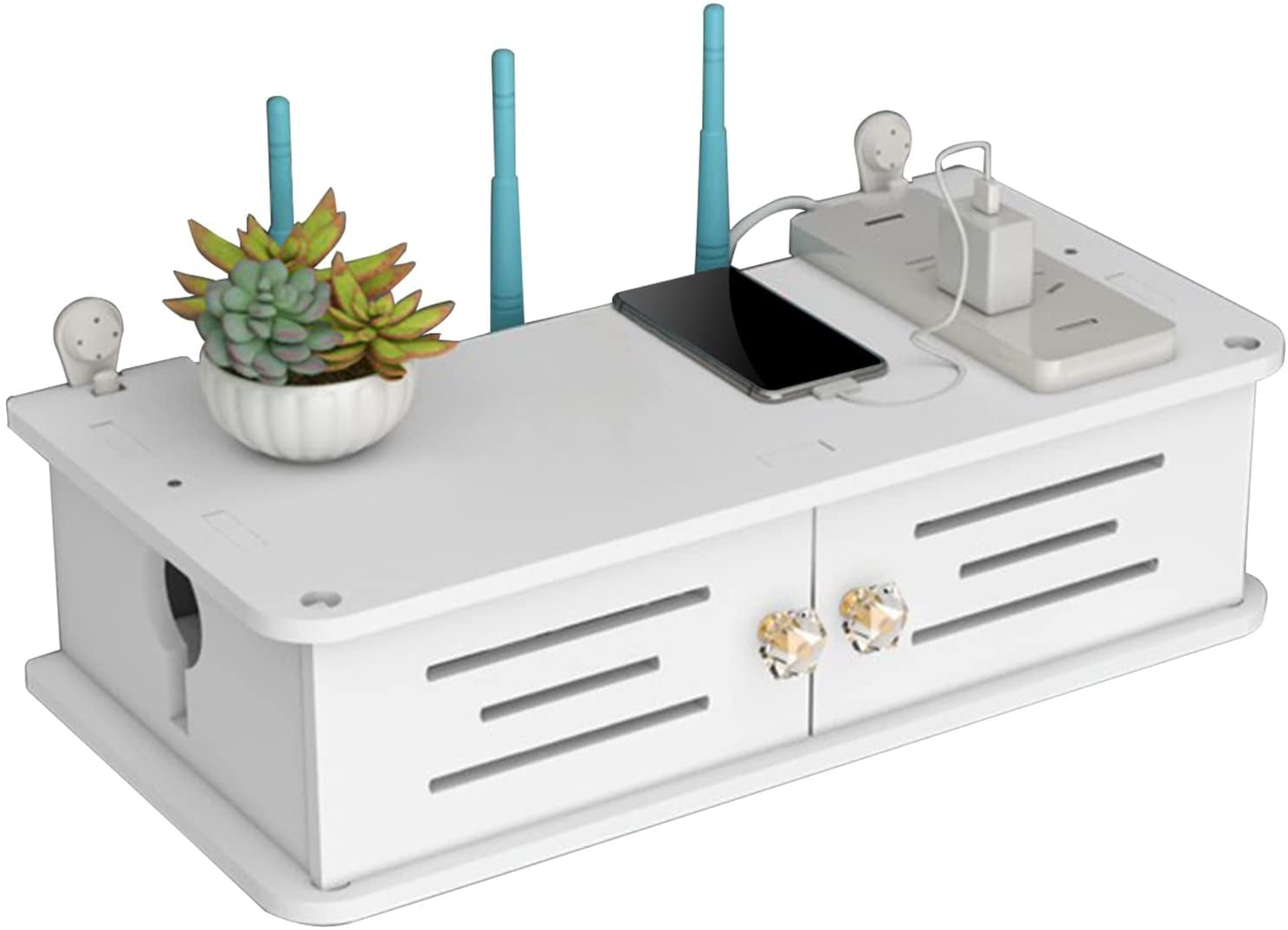 Wifi Router Storage Box Cable Holder Wall Mounted Organizer Support ...