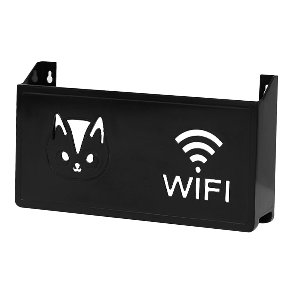 Wifi Router Storage Boxes Wall Mount Shelf Hider Wire Plug Black ...