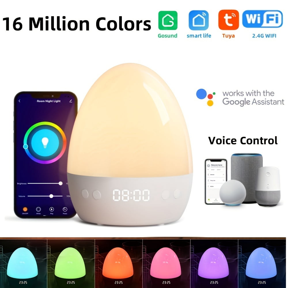 Wifi Smart Night Light, Dimmable RGB 9 Color Change , Voice Control ...