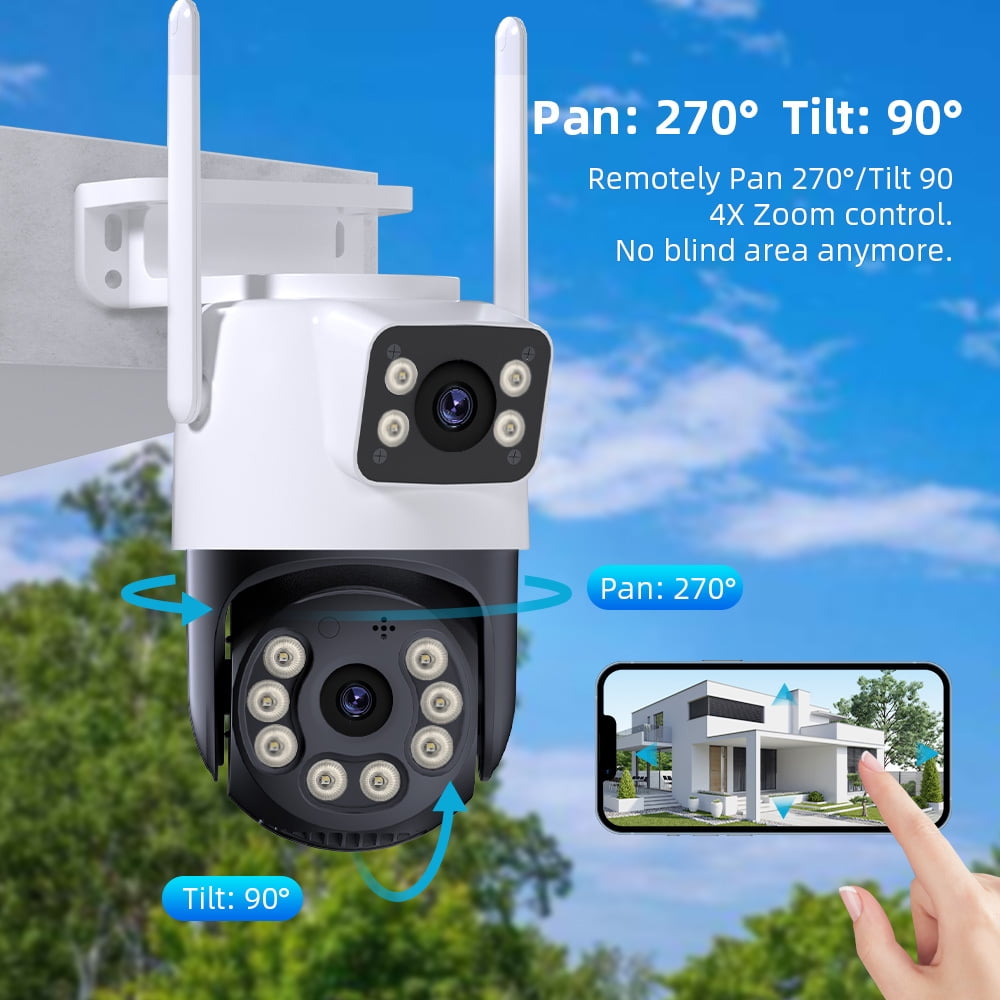 Wifi Surveillance Camera 4K 8MP Dual Lens Wireless Outdoor Security PTZ ...