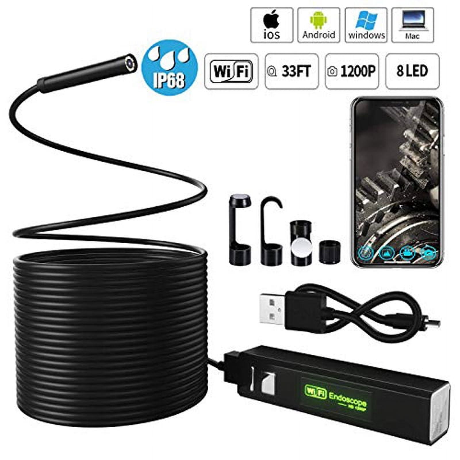 Wifi USB Borescope IP68 Waterproof Inspection Camera with Semi-rigid ...
