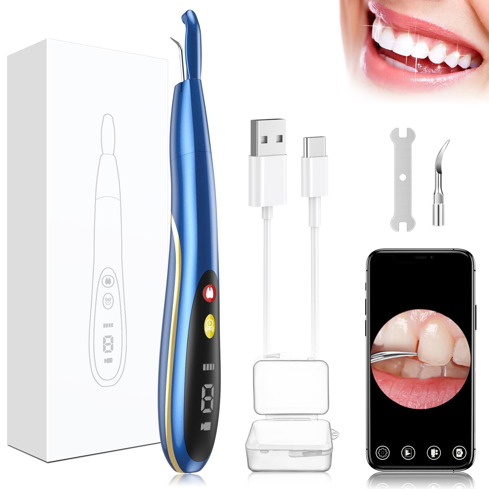 Wifi Ultrasonic Dental Scaler Electric Visual Teeth Cleaner Sonic Stone ...