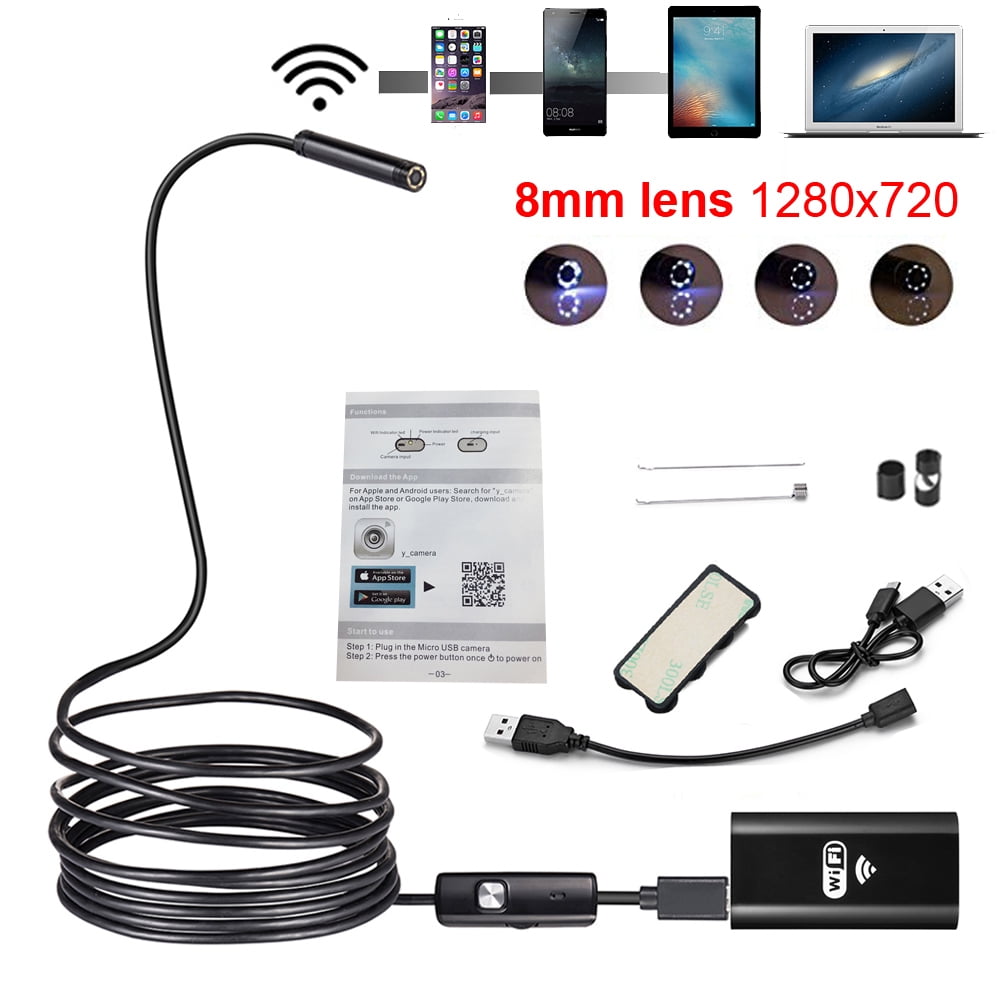 Wifi endoscope camera 8mm 1/2/3/5m mini waterproof soft cable ...