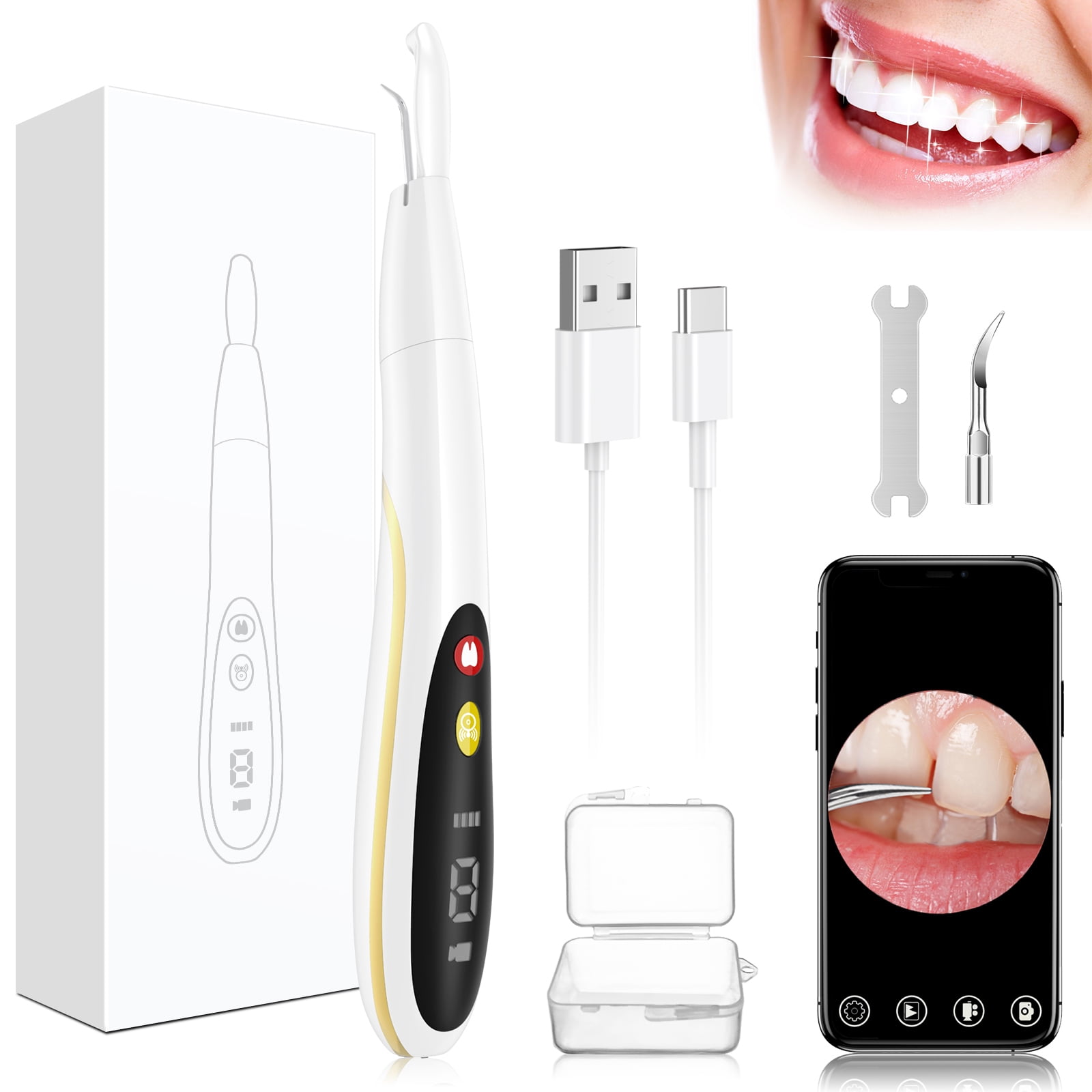 Wifi ultrasonic dental scaler electric visual teeth cleaner sonic stone ...
