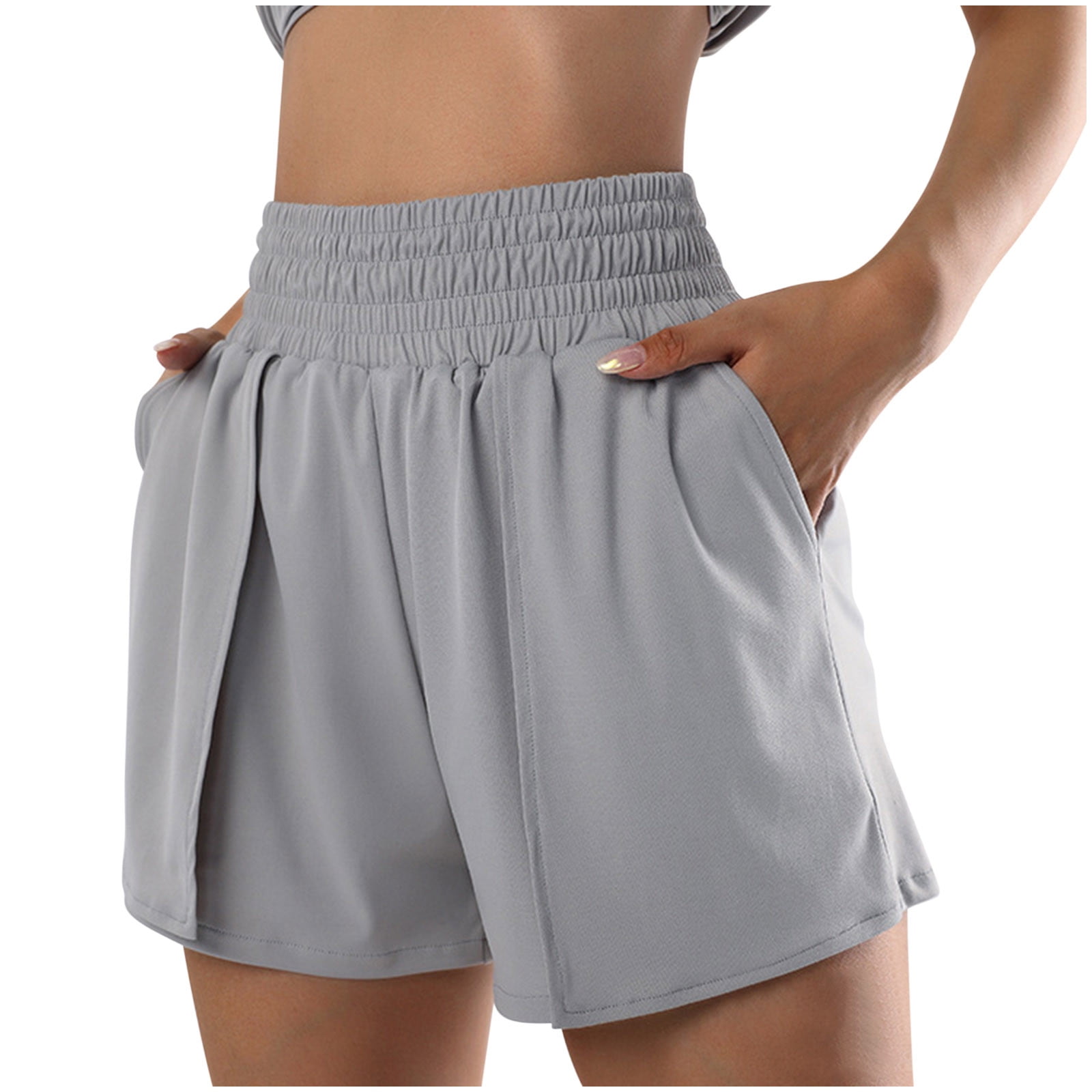 Erwazi Womens Athletic Shorts High Waisted Running Shorts Pocket