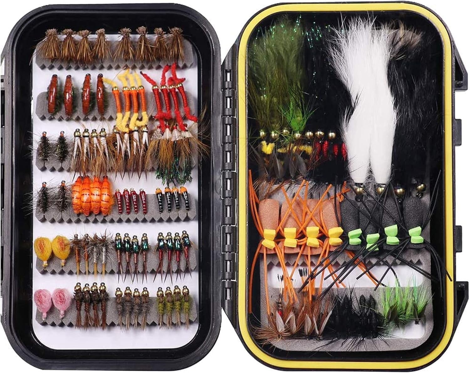 Wifreo Fly Fishing Flies Assortment with Waterproof Fly Box, 120pcs Dry ...