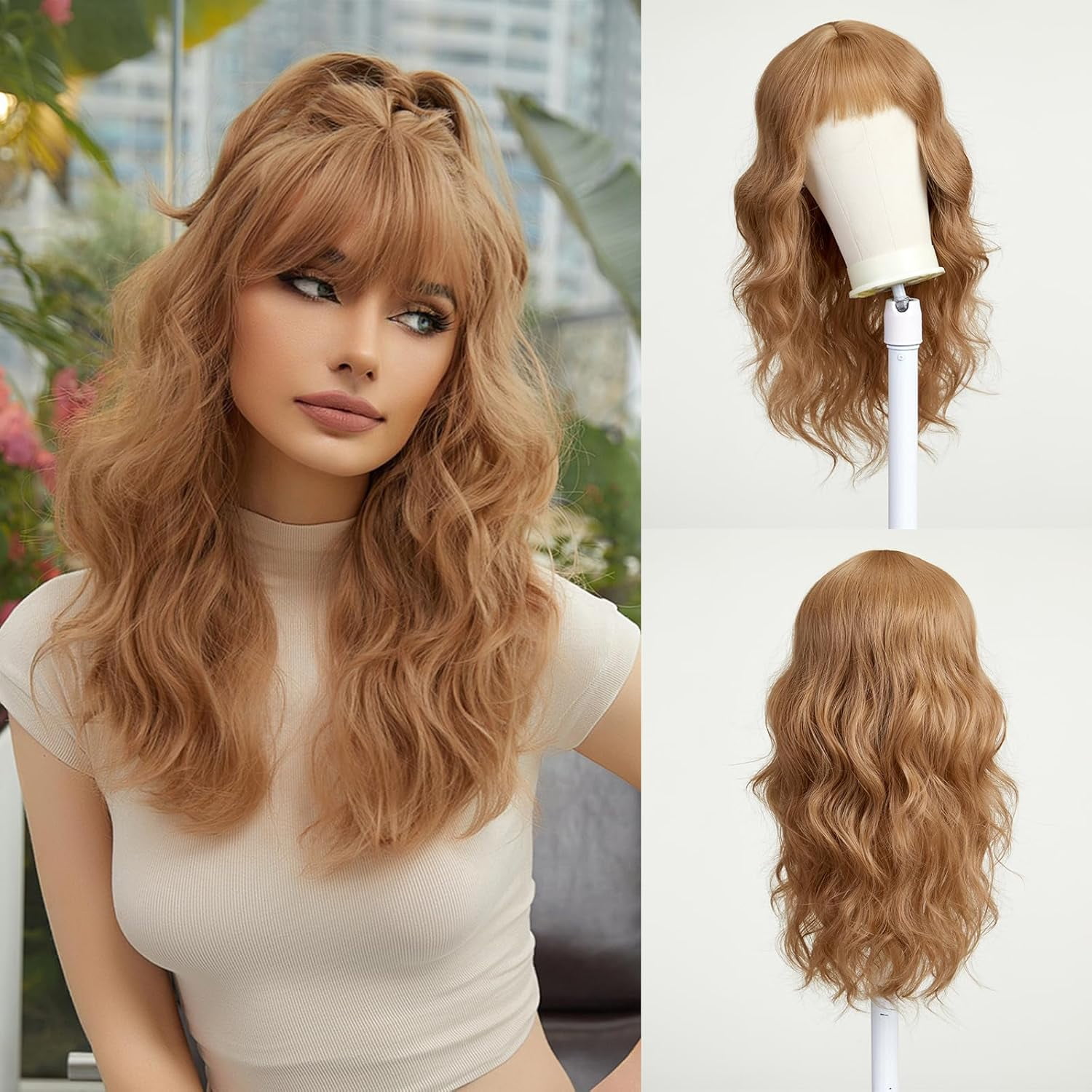 Wig 24 Inches Long Synthetic Wig, High-density Natural Hair Texture ...