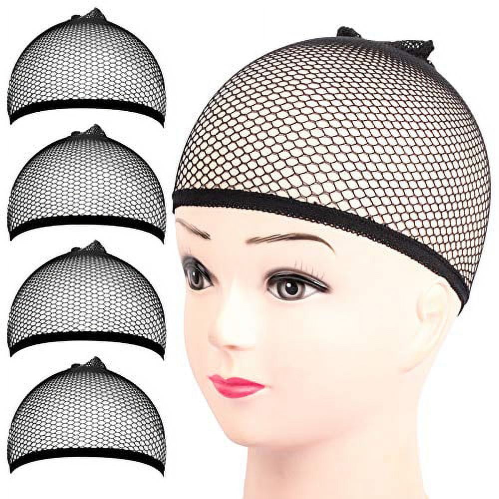 Wig Cap, FANDAMEI 4PCS Black Mesh Wig Cap Net, Closed End Hair Mesh Net ...