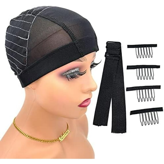 Wig Cap with Guideline Map for Wig Making, Stretchable Mesh Dome Caps ...
