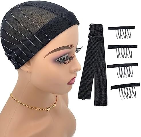 Wig Cap with Guideline Map for Wig Making, Stretchable Mesh Dome Caps ...