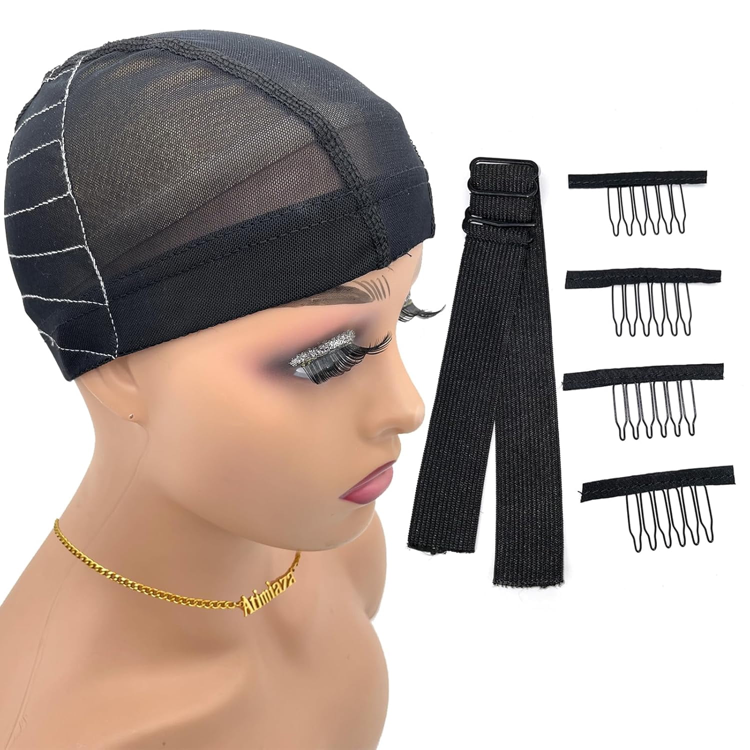 Wig Cap with Guideline Map for Wig Making, Stretchable Mesh Dome Caps ...