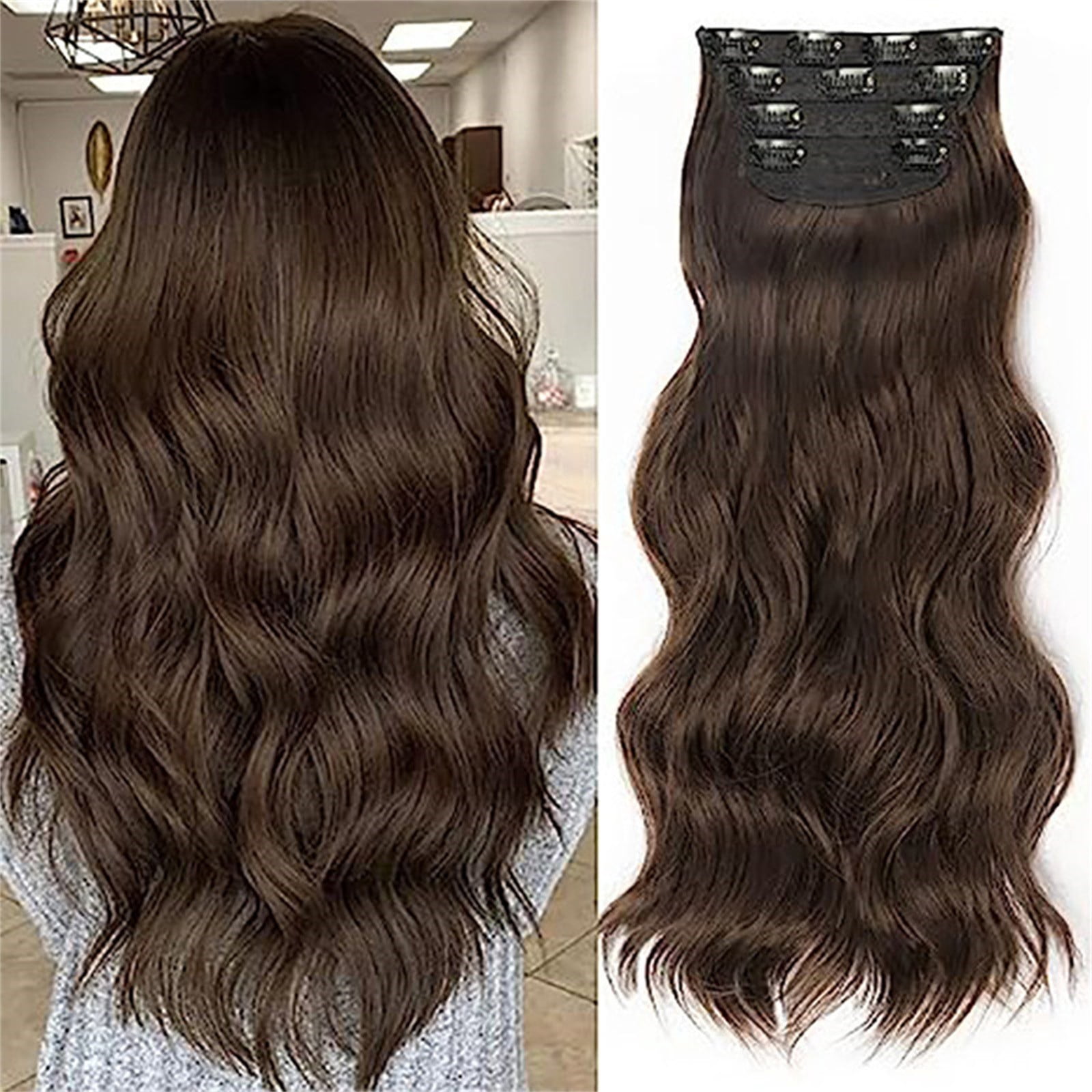 Wig Cap Long Curly Hair Wig with Water Ripple to Increase Hair Volume ...