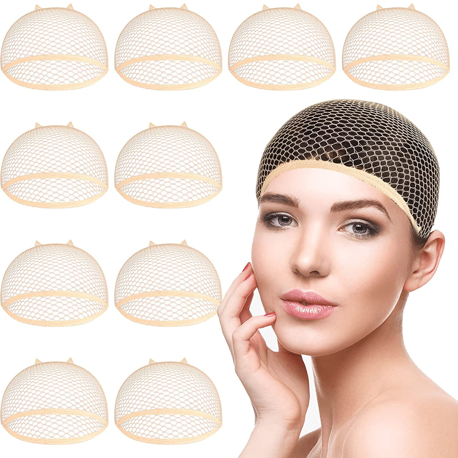 Wig Caps, 10 Pieces Mesh Wig Cap Net,Weaving Hair Net,Fishnet Wig Cap ...