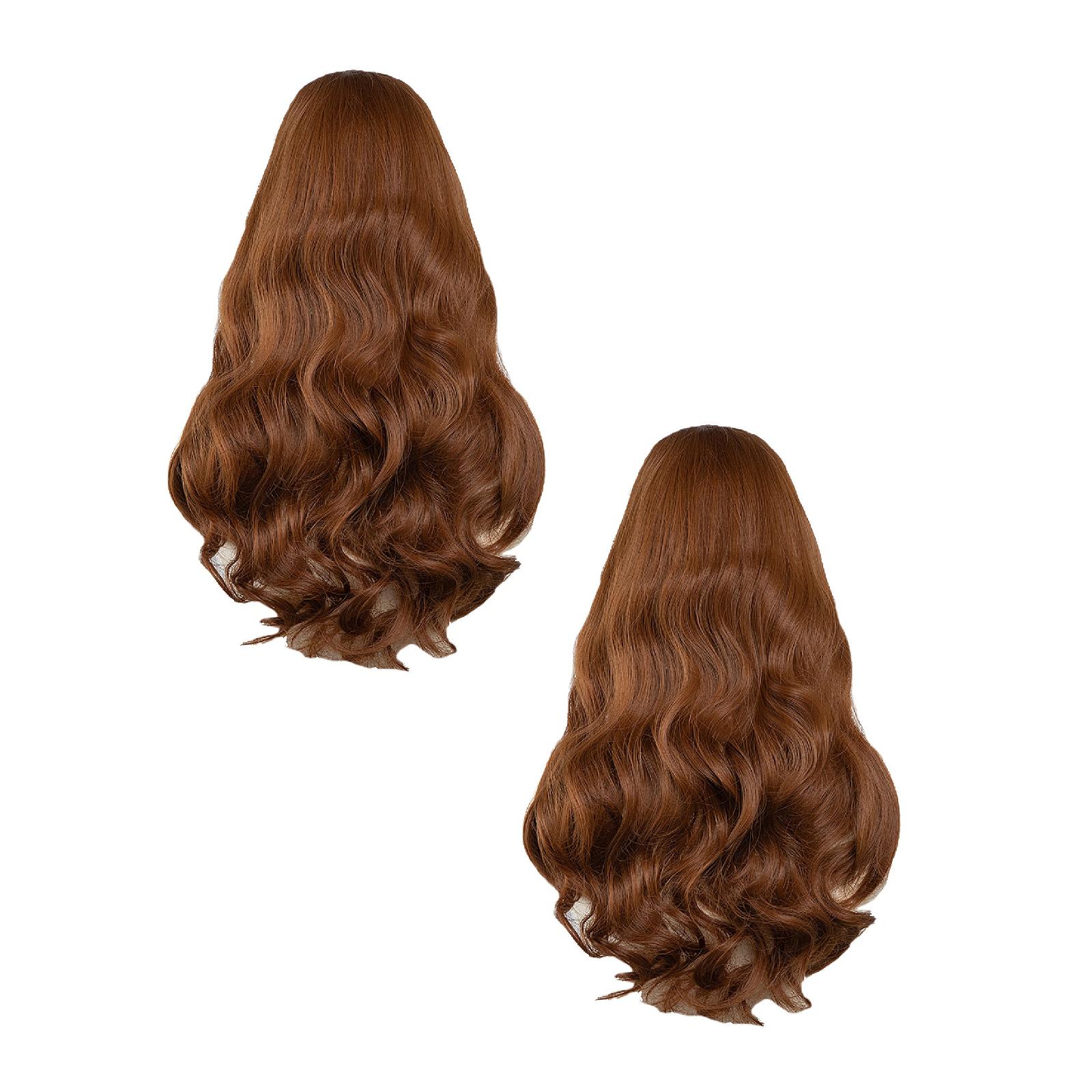 Wig with Curtain Bangs, 24 Inch Wig Female Long Curly Hair Big Long ...