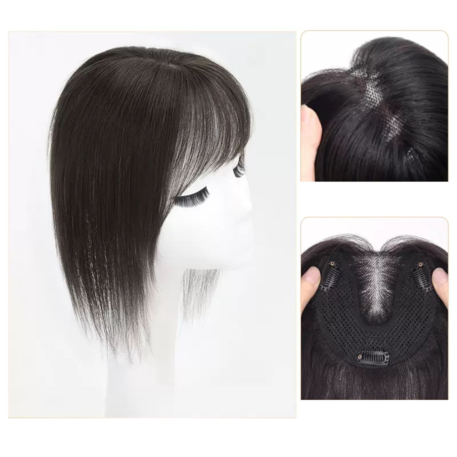 Wig Piece Women's Head to Fill The Hair Fluffy Real Hair Cover White ...