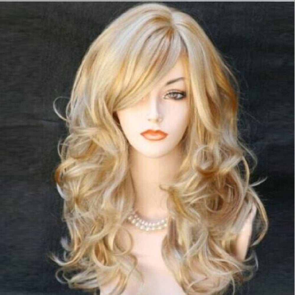 Wig Women's Fashion Multi-color Long Curly Synthetic Fiber Wig with ...