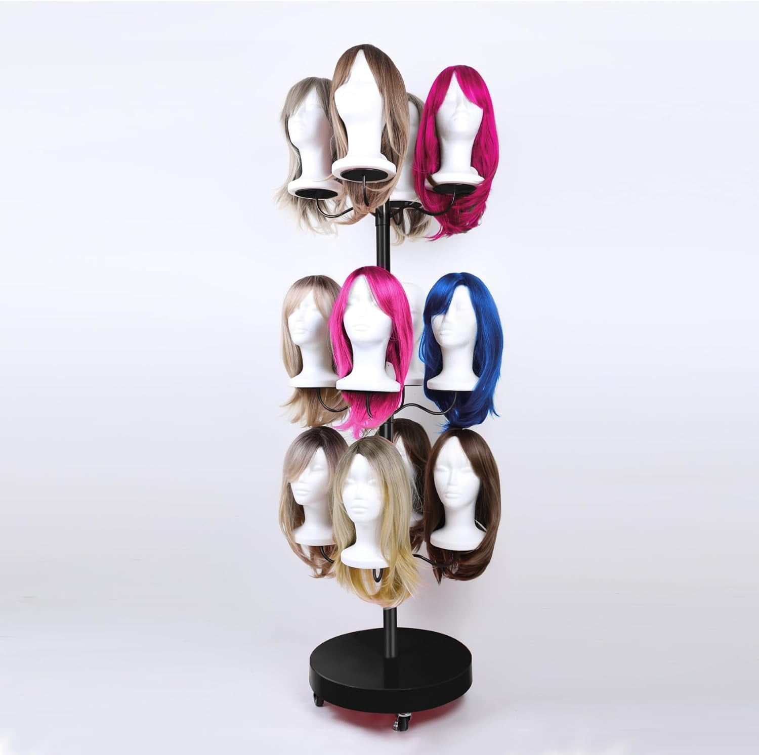 Wig holder for Multiple Wigs for 12-Mannequin Head, Wig Styling Stand ...