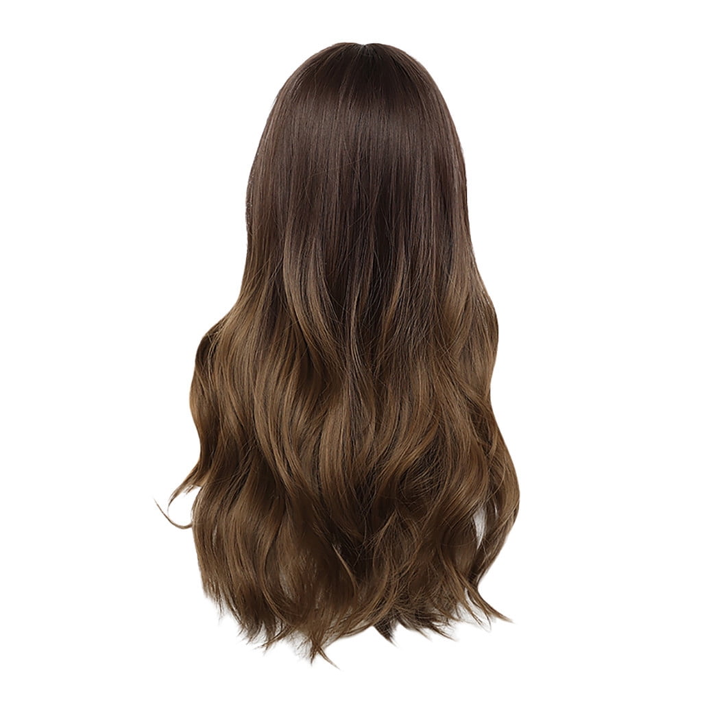 Wig with Bangs, Wigs for Women, Gradient Brown Realistic Wig Female ...
