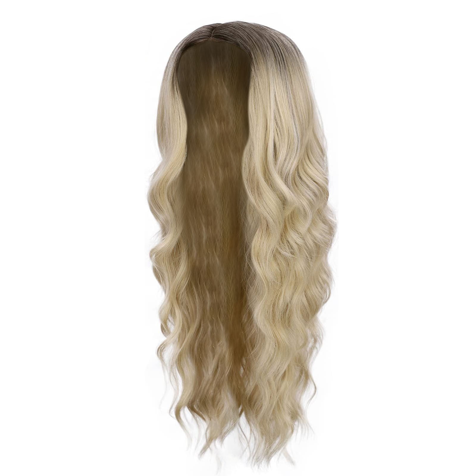 Wig with Bangs, Wigs for Women, Long Wig Gradient Gold Wig Women Middle ...
