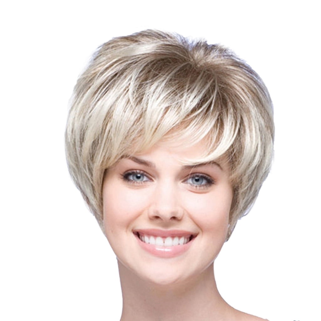 Wig with Bangs, Wigs for Women, Women Natural Short Wavy White Gradient ...
