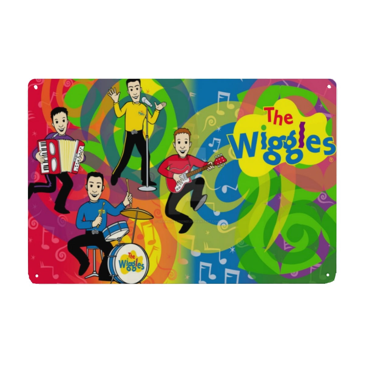 Wiggles watercolor suitable for fans of girls or boys, 1 metal tin logo ...