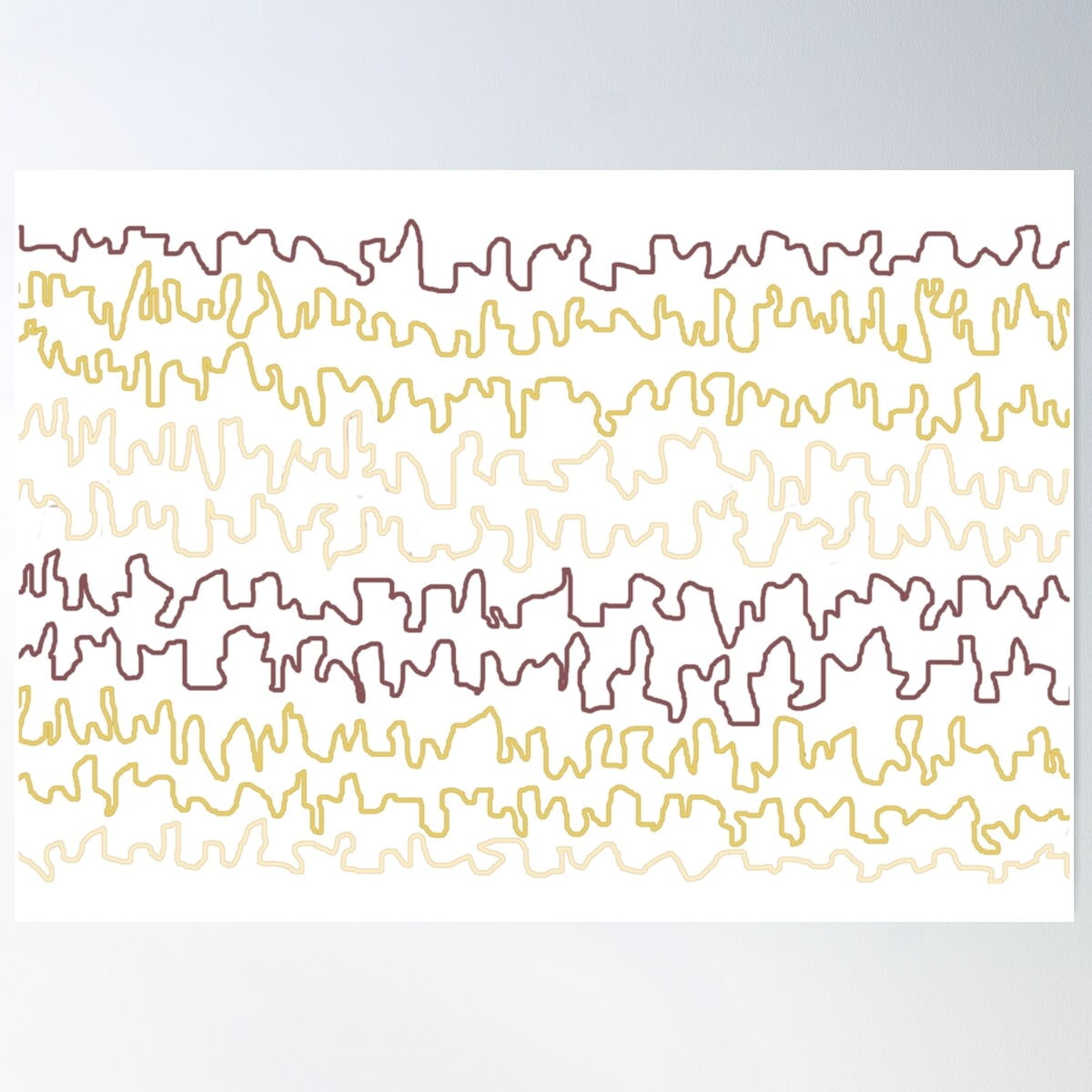 Wiggly Skyline Version 7. Poster Wall Art, Modern Wall Decor For Living ...