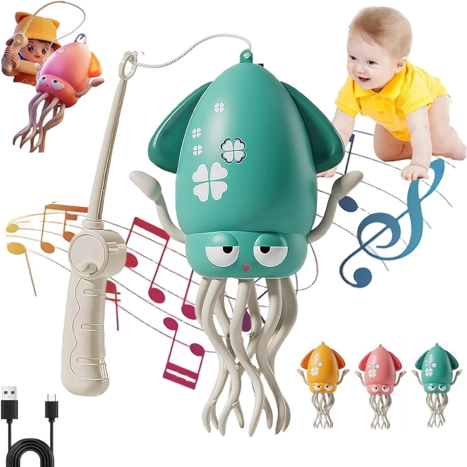 Wiggly Wonder Octopus,Electric Magic Crawling Dancing Octopus Toy ...