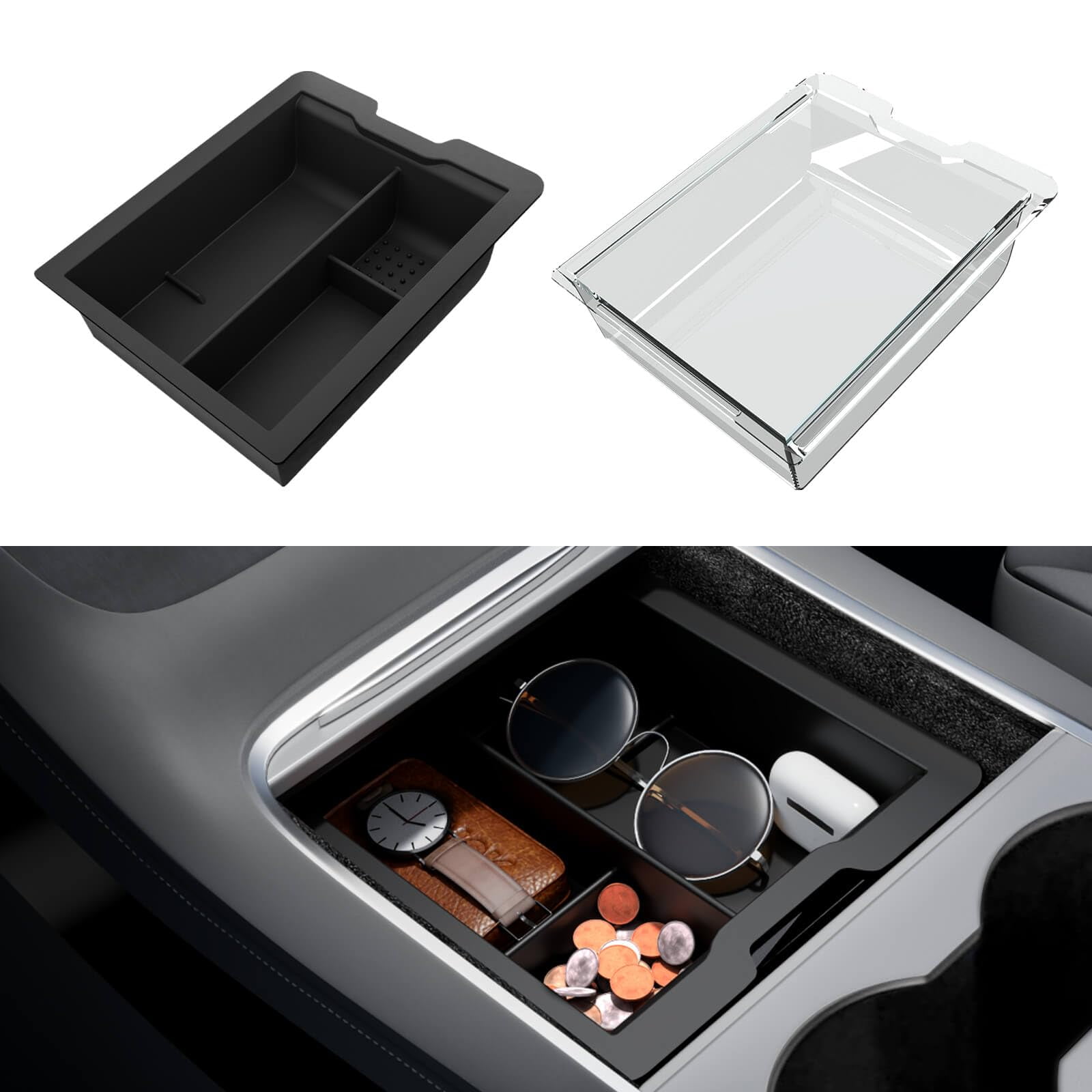 Wigoo 2024 Upgrade Accessories Tesla Model Y/3 Console Tray ...