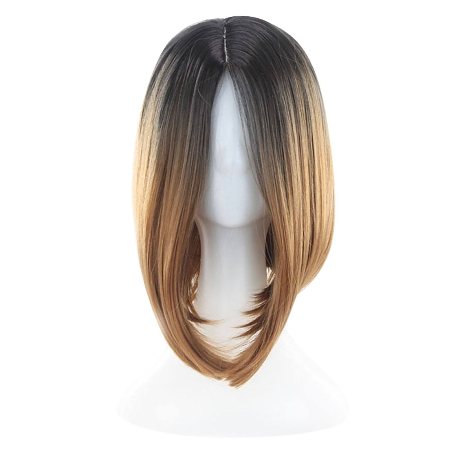 Wigs Human Hair Party Wig Gradient Short Straight Hair Highlight Female ...